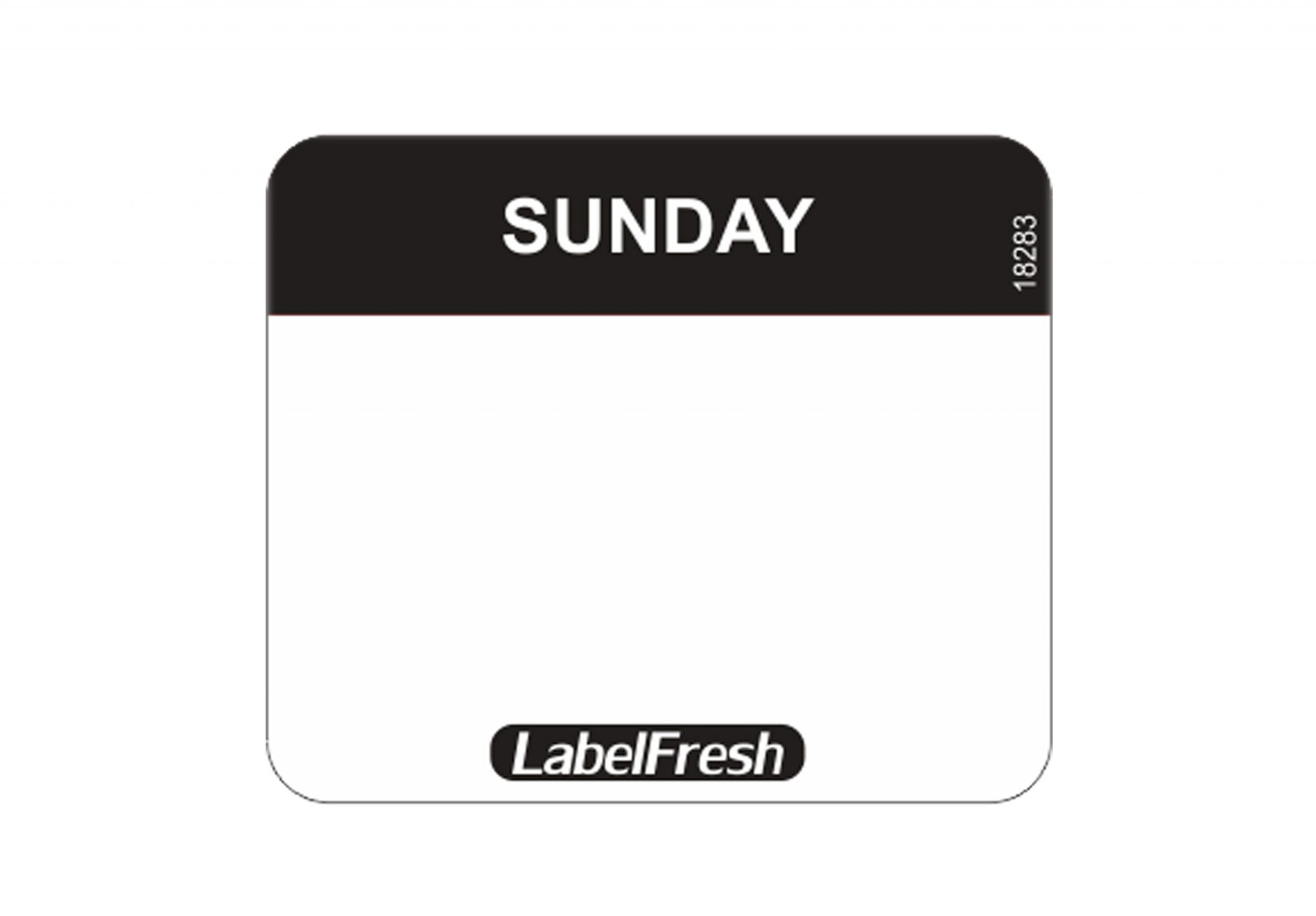 Weekly Easy Labels - Removable - 1000 per roll - Harfield Tableware