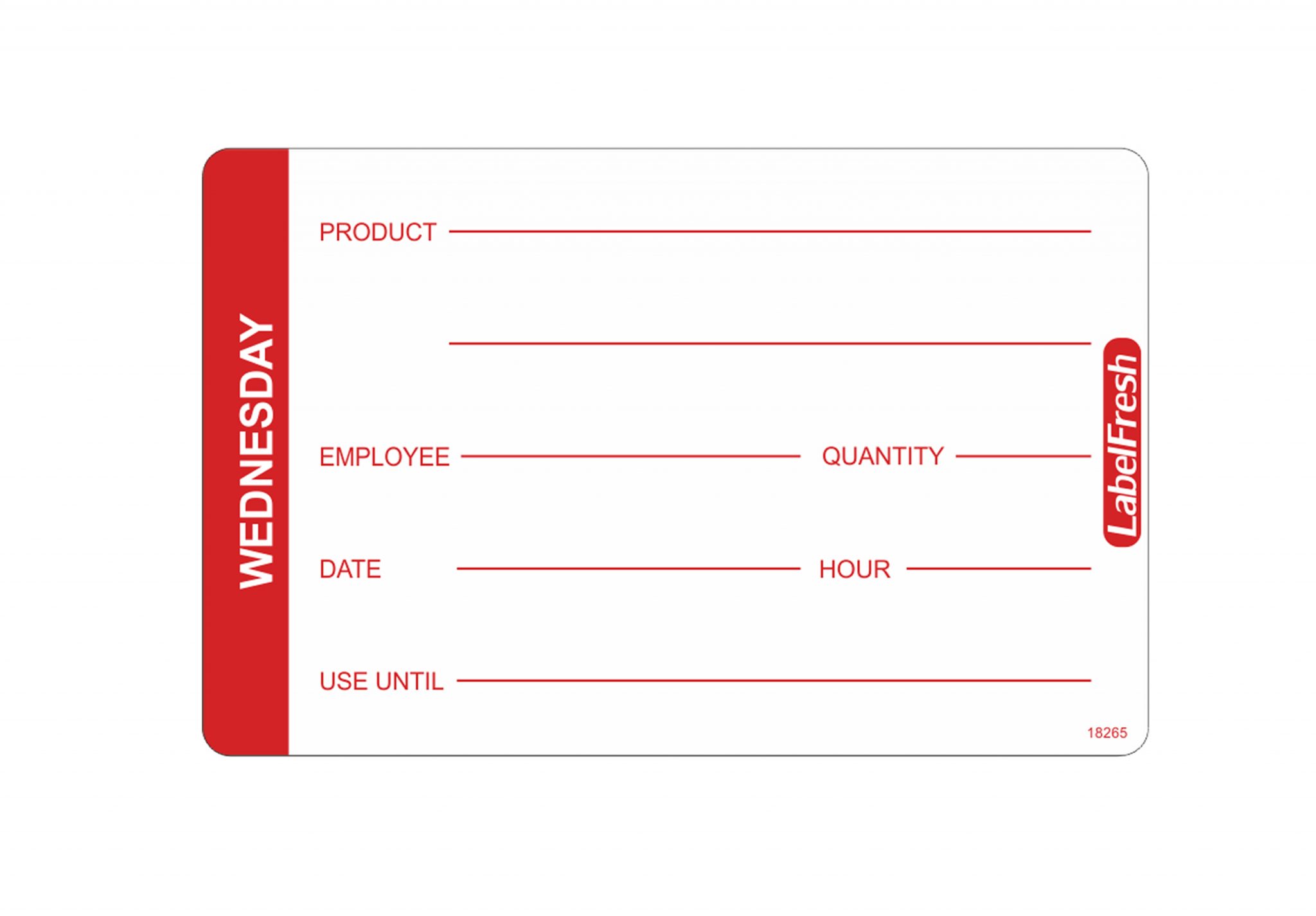 Weekly Pro Labels - Removable - 500 per roll - Harfield Tableware