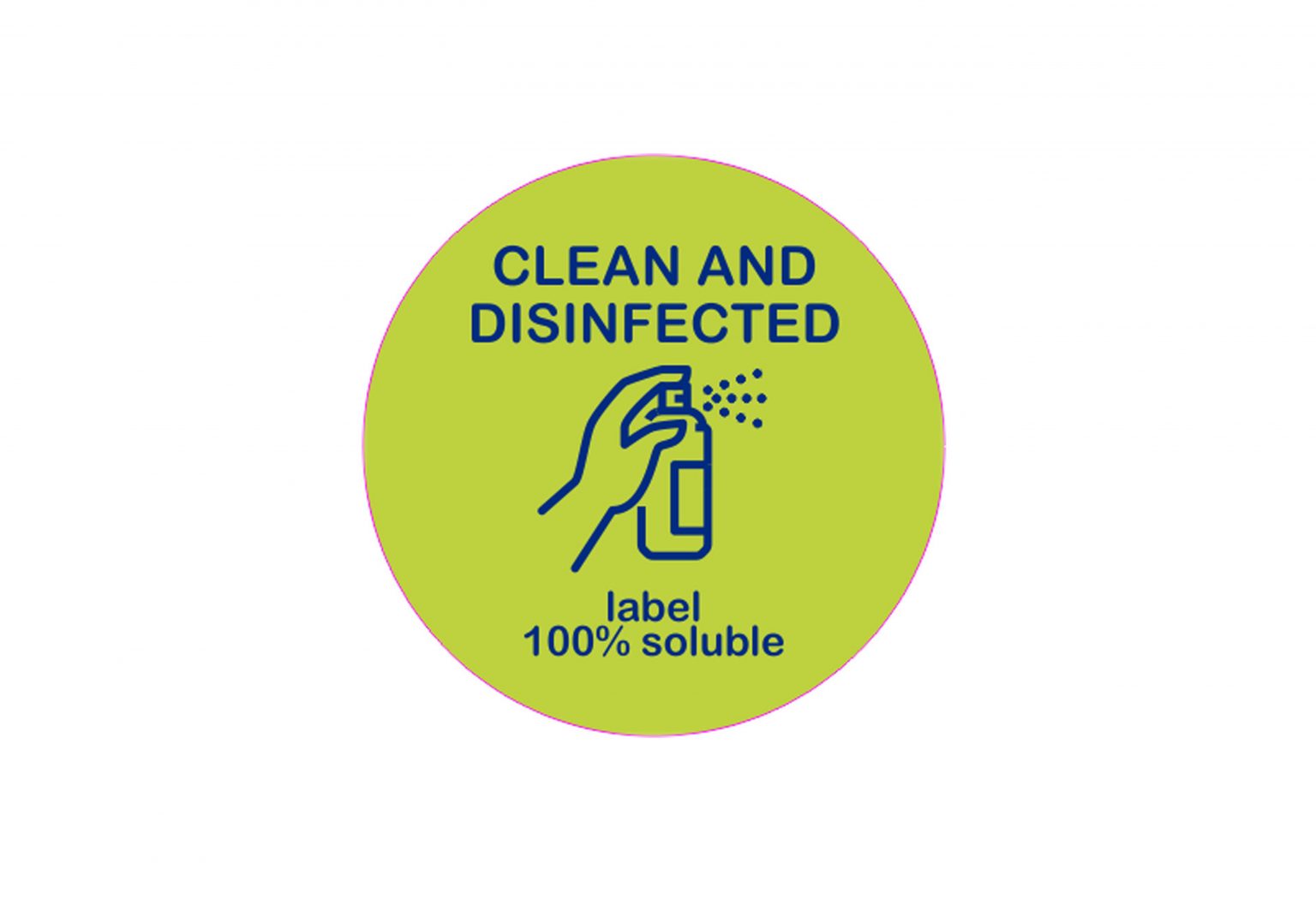Round Clean & Disinfected Labels - 1000 per roll • Harfield Tableware
