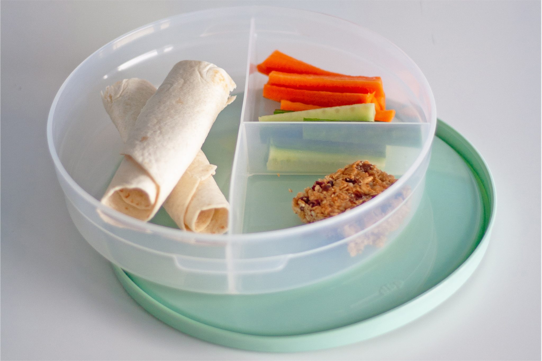 3 Compartment Dish with Mint Green Lid - Harfield Tableware