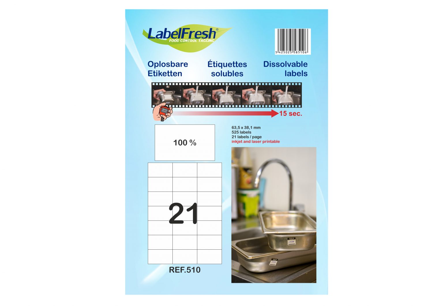 525 Labels - A4 Sheet - Dissolvable • Harfield Tableware