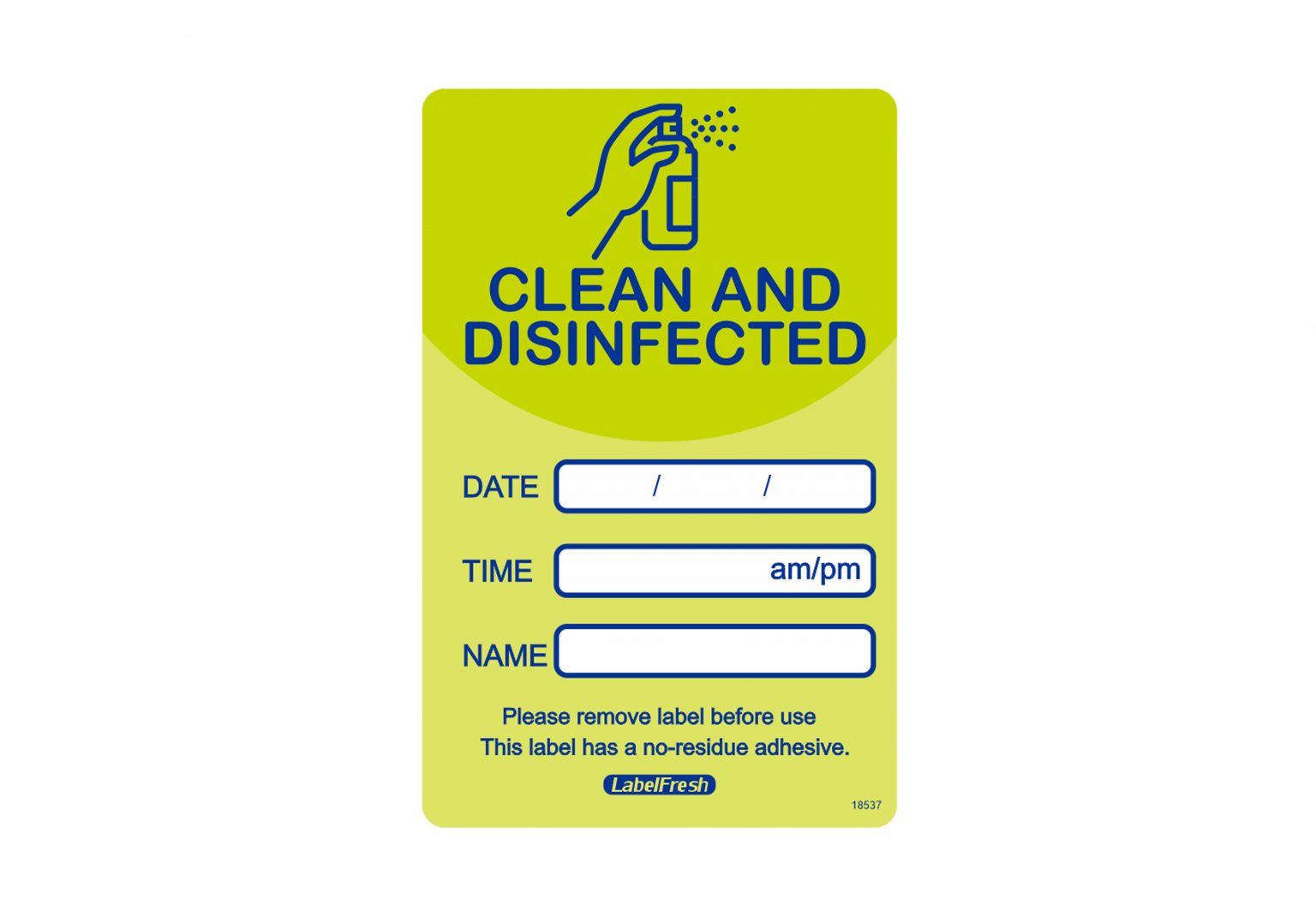 Clean & Disinfected Green Labels - 500 per roll • Harfield Tableware