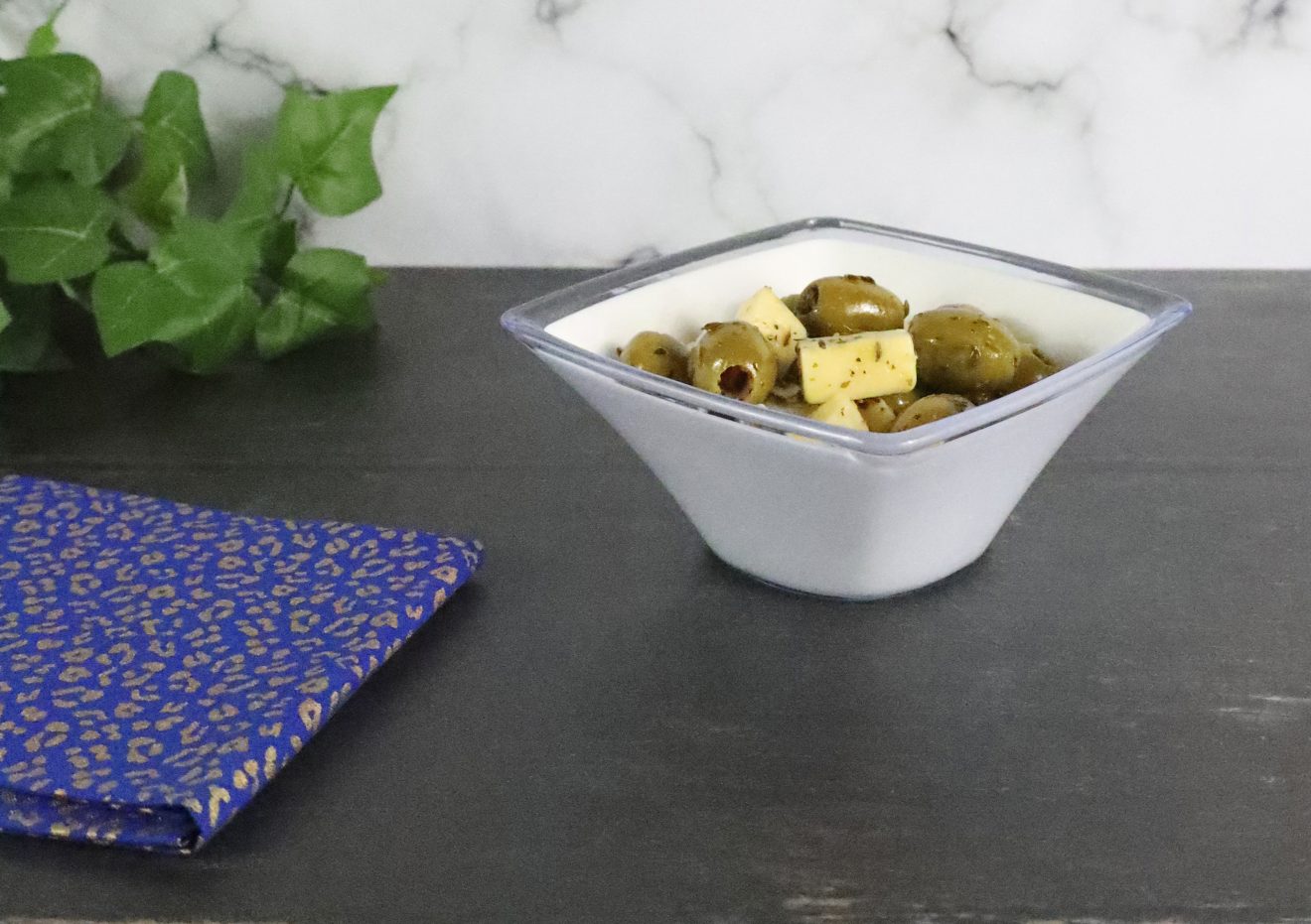 Small Square Display Bowl - White Acrylic - 500ml • Harfield Tableware